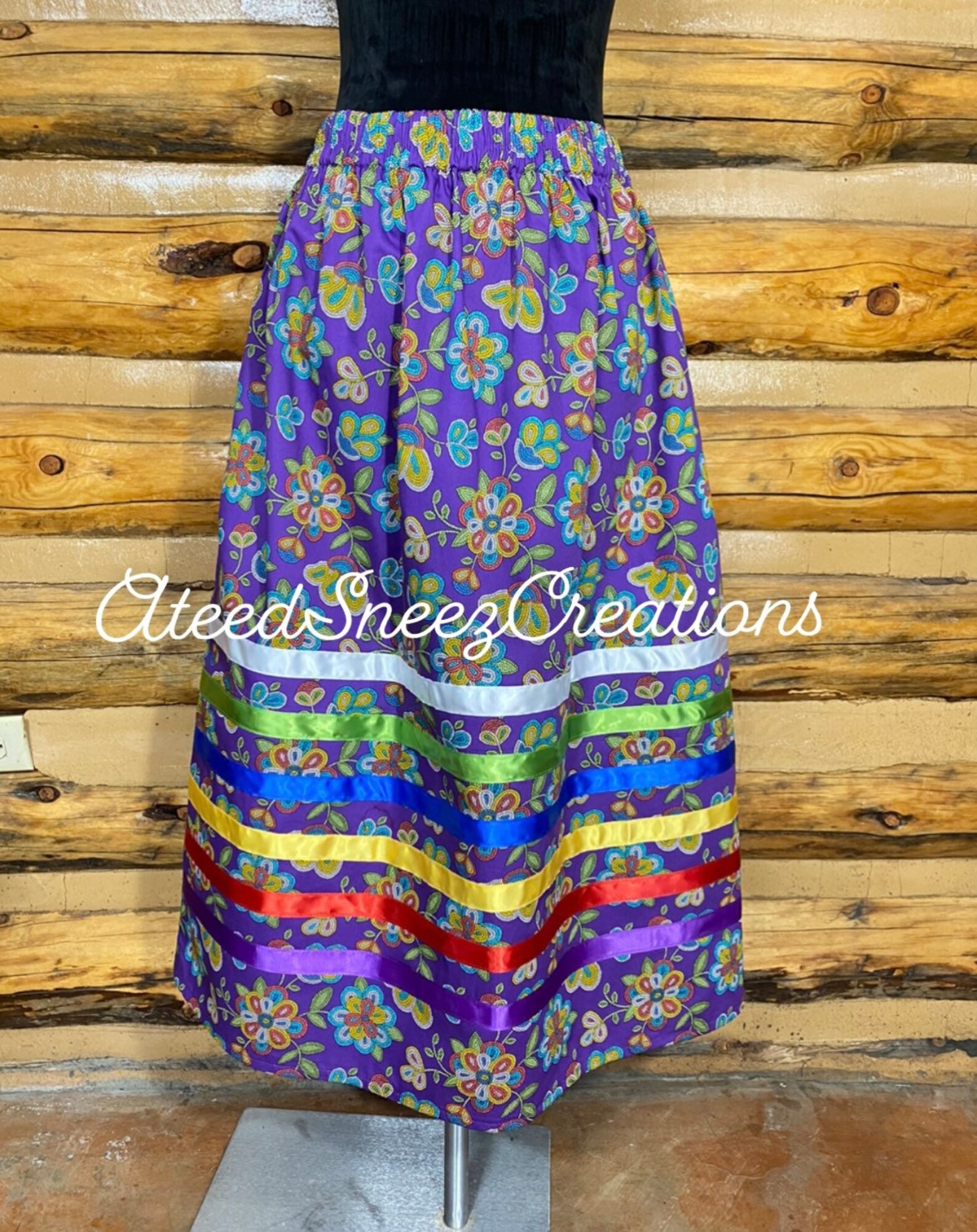 Ribbon Skirts Floral Beaded Cotton Ribbon Skirt Cotton - Etsy