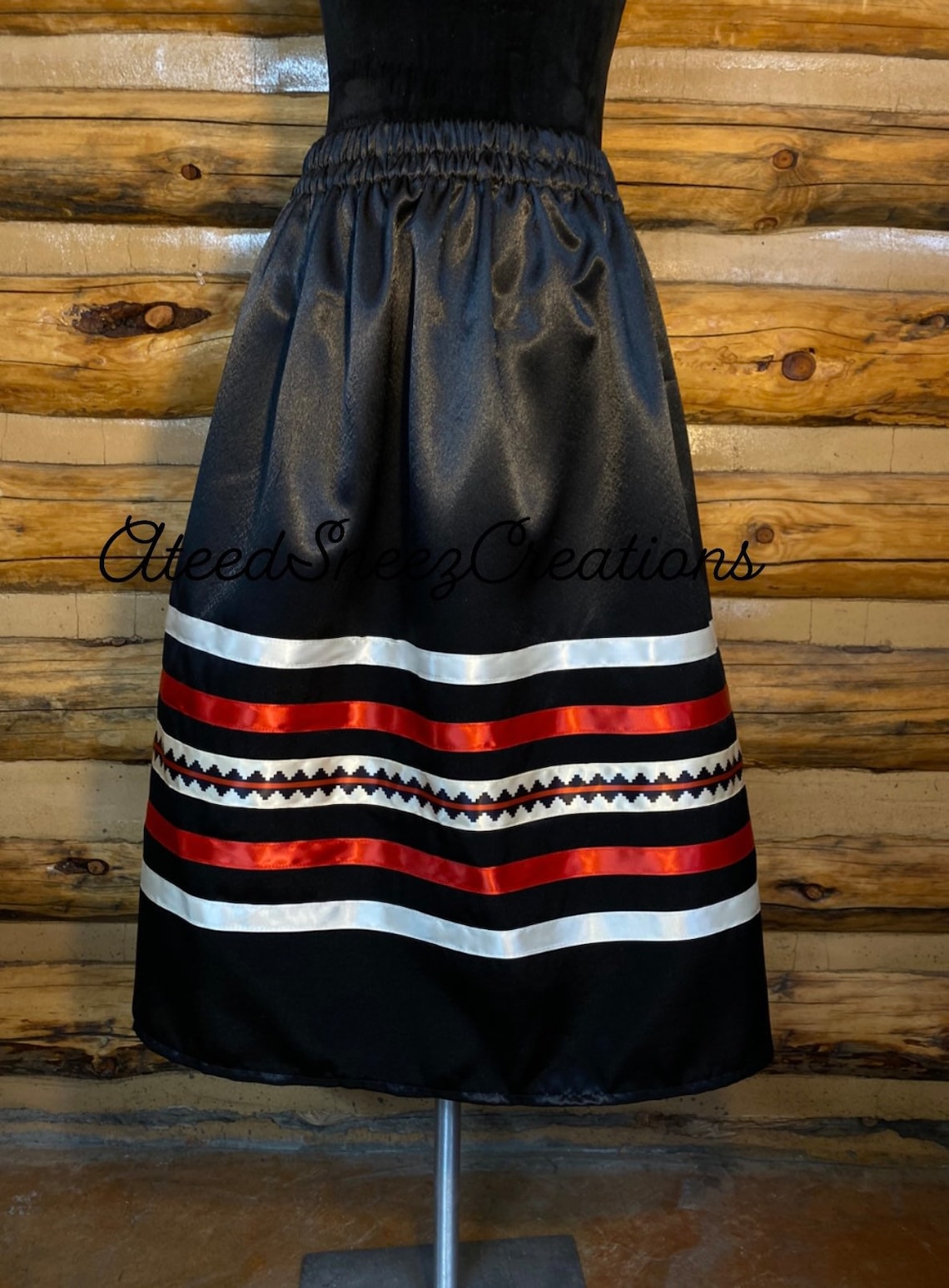 Black Satin Ribbon Skirt | Satin Ribbon Skirt | Native American Ribbon ...
