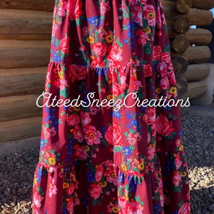 Navajo Sani 3 Tiered COTTON Skirt | Navajo Design Style Floral Scarf ...