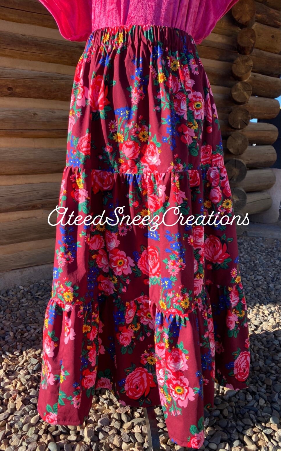 Navajo Sani 3 Tiered COTTON Skirt Navajo Design Style Floral - Etsy Canada