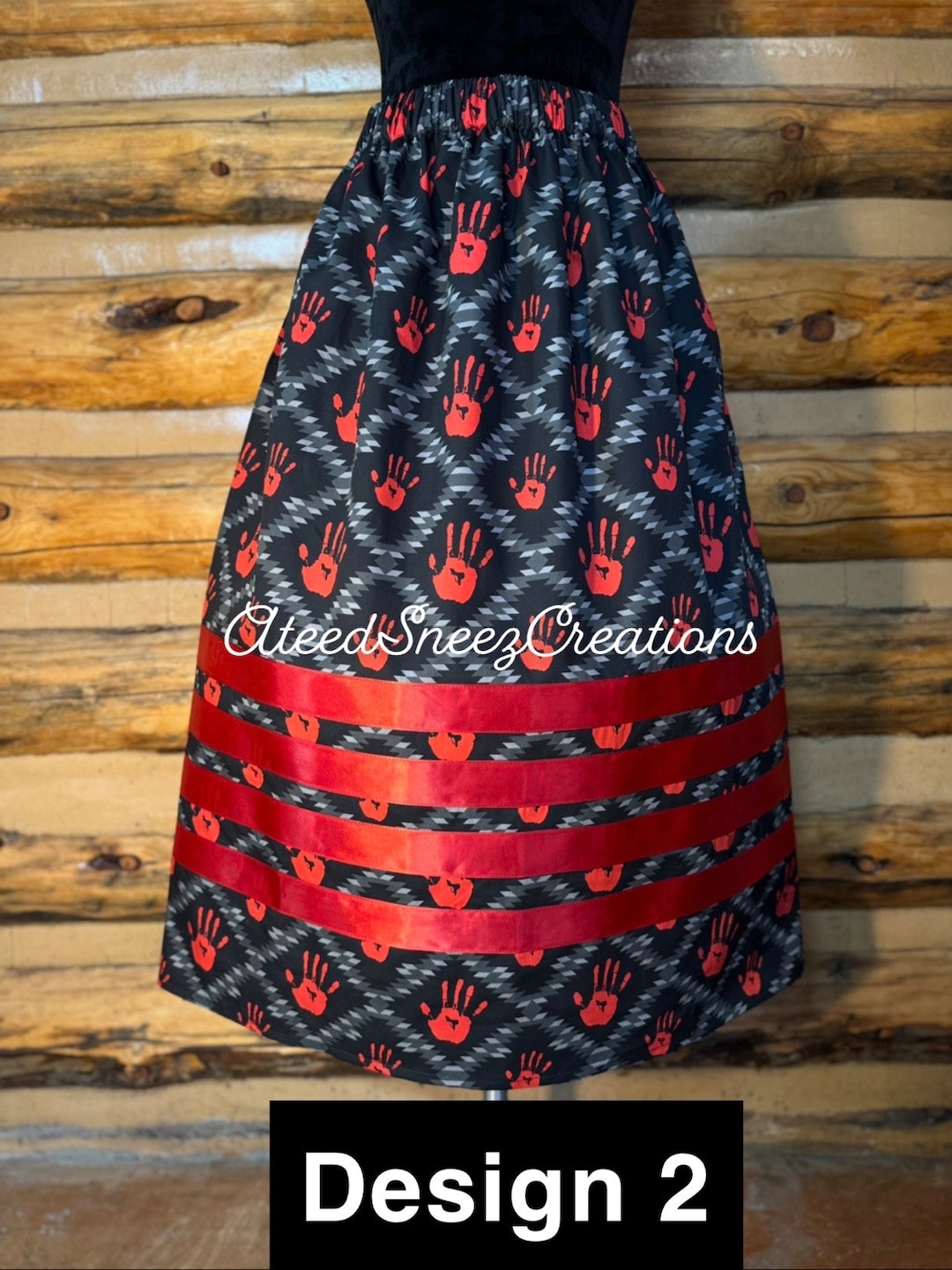 Red Hand Cotton Ribbon Skirt Women's Ribbon Skirt Ribbon Skirt Cotton ...