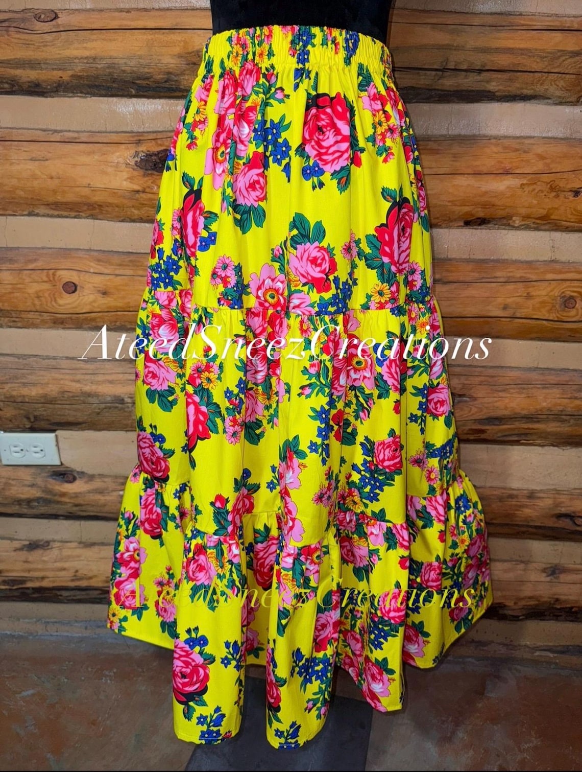 Navajo Sani 3 Tiered COTTON Skirt | Navajo Design Style Floral Scarf ...