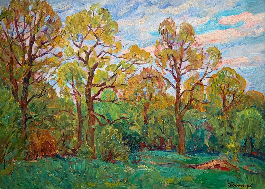 SPRING NATURE LANDSCAPE Vintage Original Oil Painting Green - Etsy
