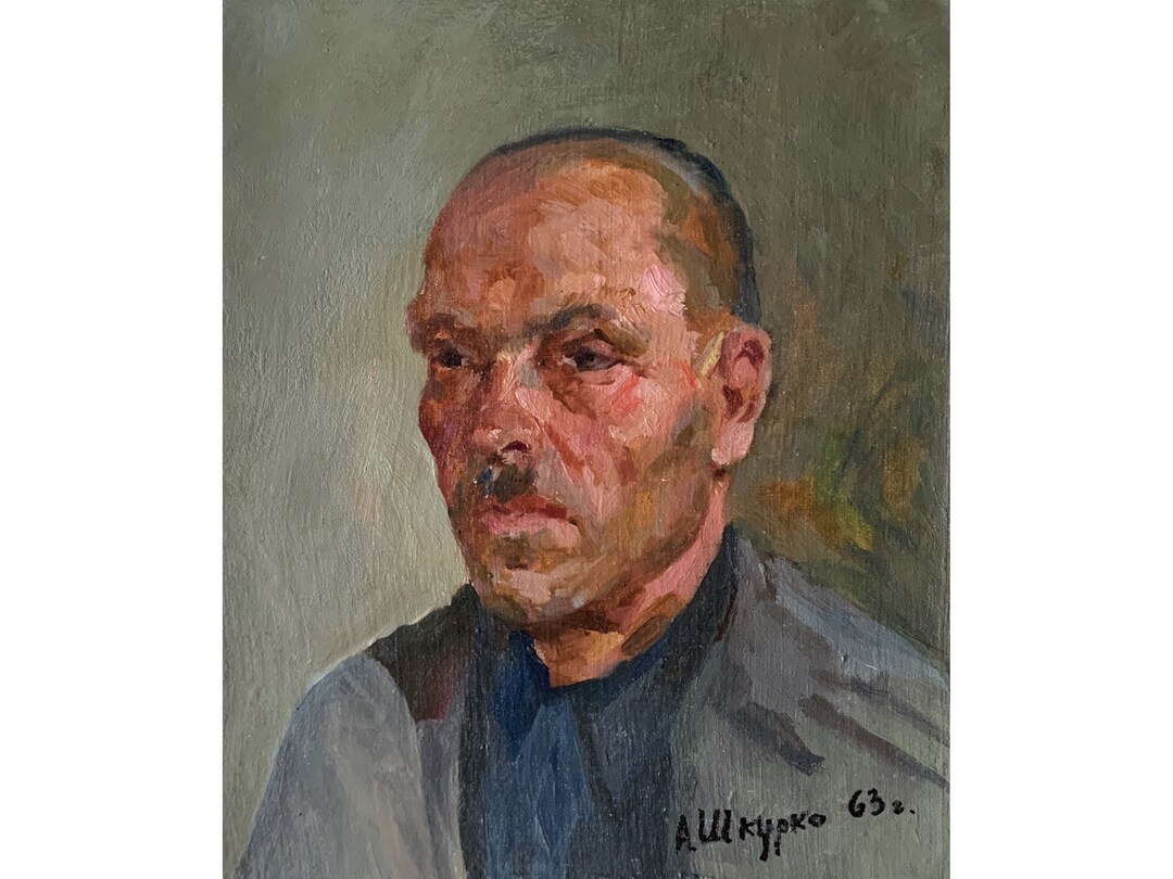 ANTIQUE MAN PORTRAIT Male With Mustache Art Vintage Original Oil ...