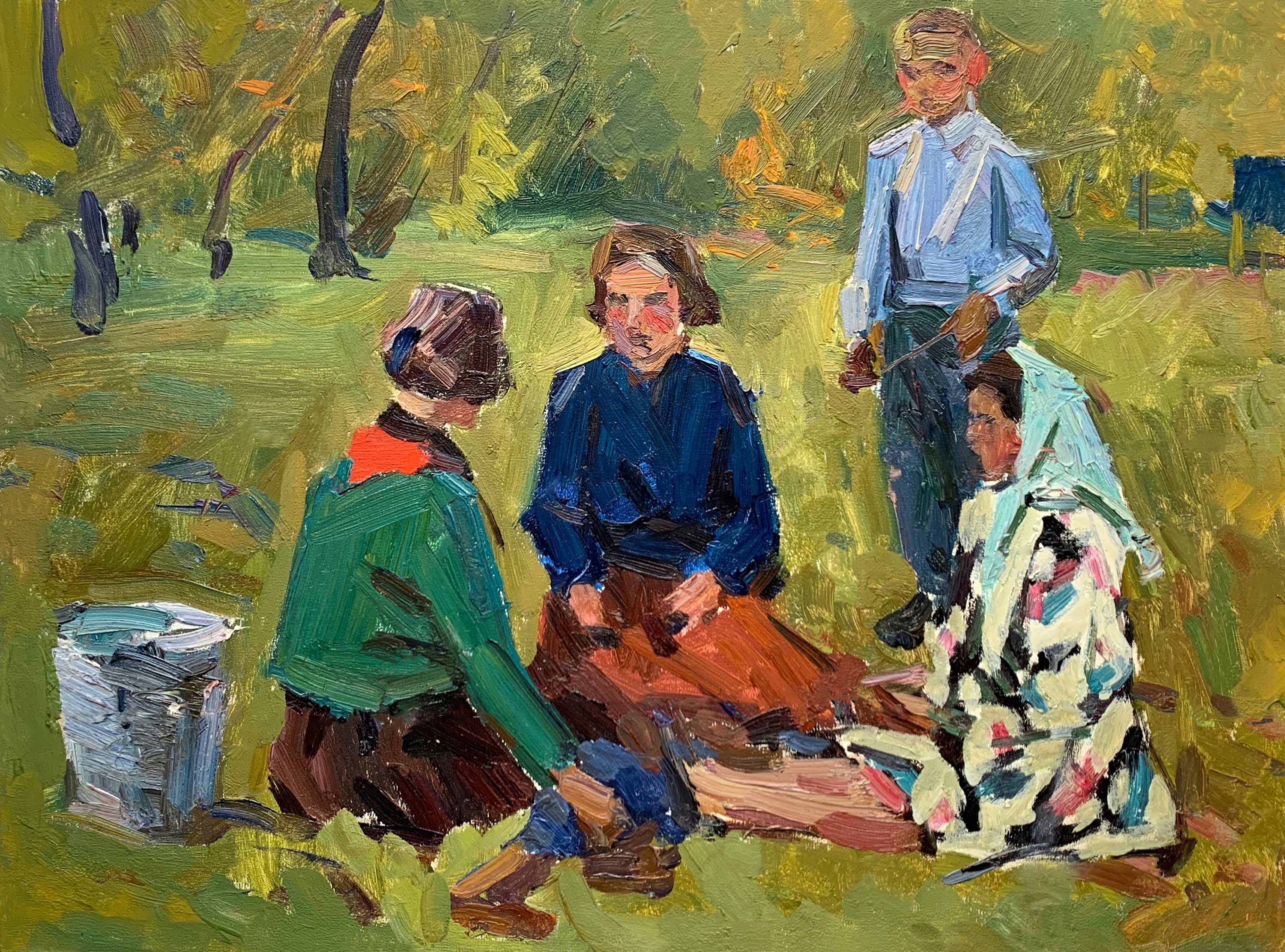 Oil Painting VINTAGE GENRE ART People scene original oil painting ...