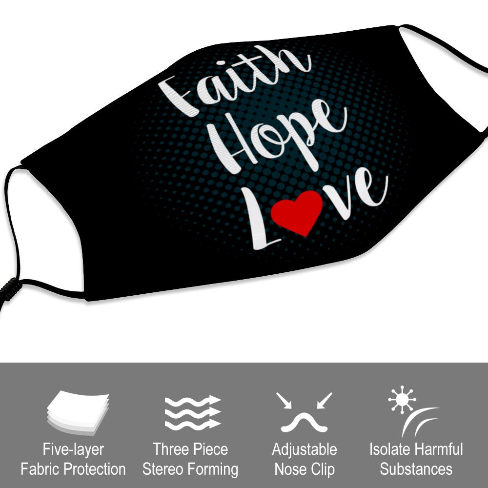 Faith Hope Love Face Mask With Filter for Adults - Etsy