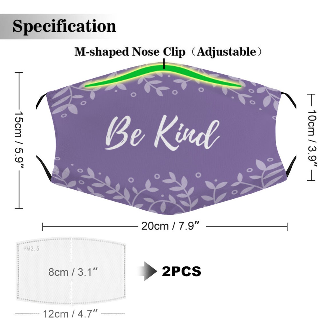 Be Kind Face Mask With Filter for Adults - Etsy
