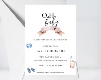 Baby Shower Invitation, Baby Shower Template Digital, Baby Shower, Oh ...