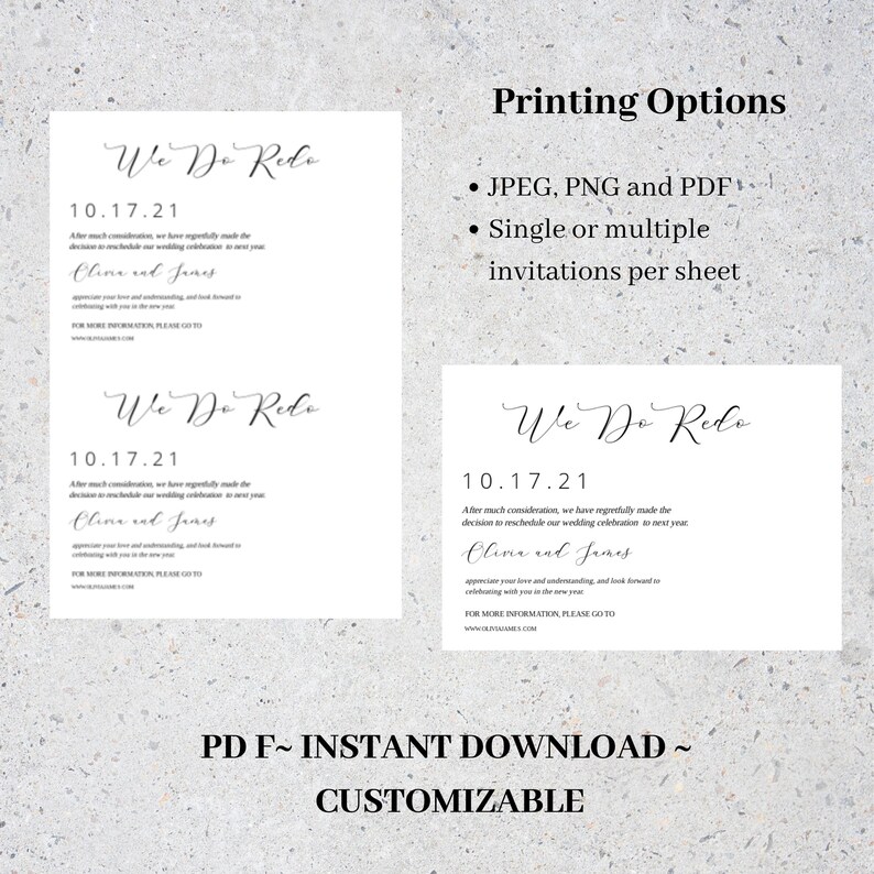 POSTPONED, We Do Redo Invitation, Minimal Change of Plans, Postponed ...