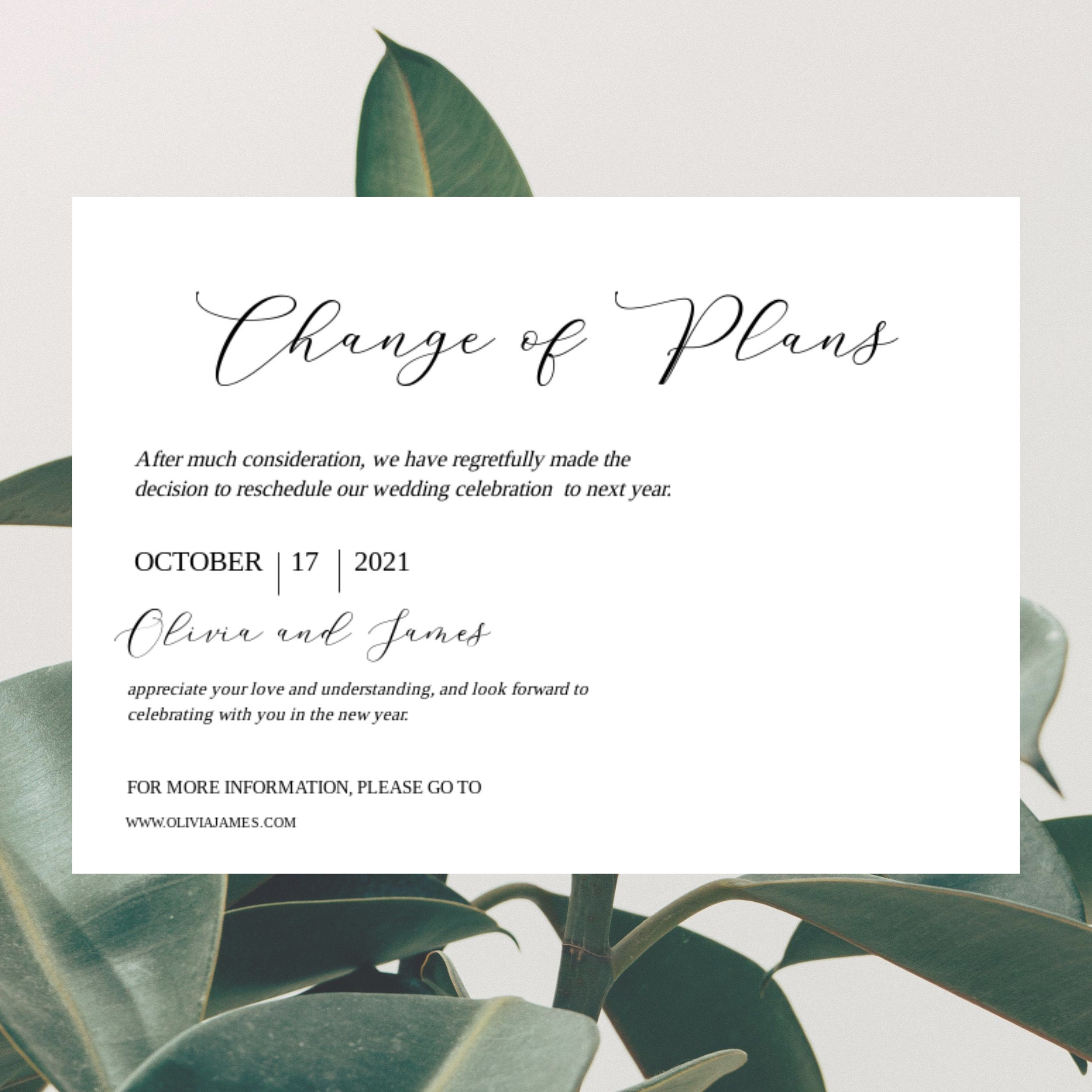 CHANGE THE DATE Invitation, Minimal Change of Plans, Postponed Date ...