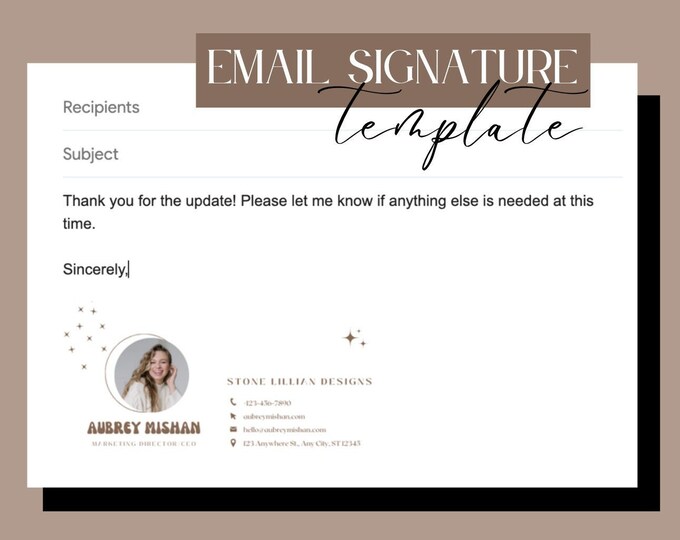 Retro Boho Email Signature Template Gmail Outlook Modern Custom Email ...
