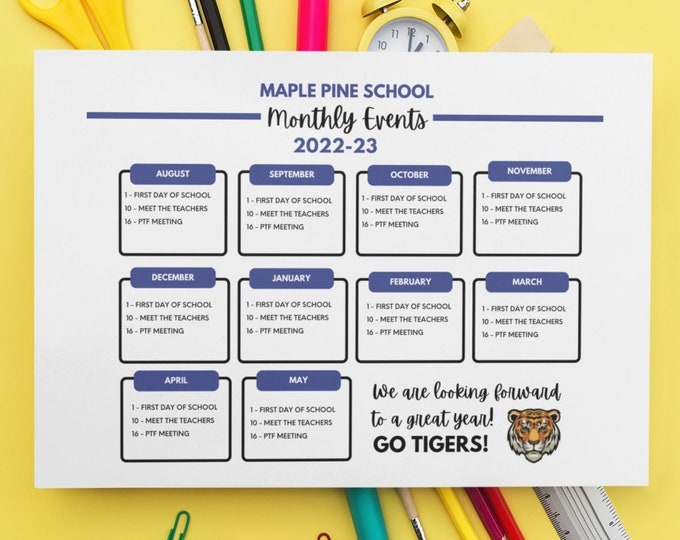 Editable Monthly PTO PTA Flyer Printable Handout Parent Teacher Meeting ...