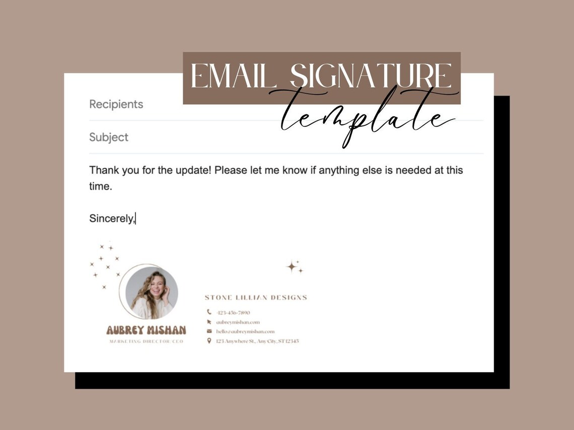 Retro Boho Email Signature Template Gmail Outlook Modern - Etsy