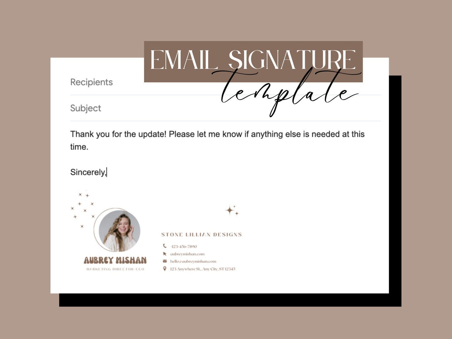 Retro Boho Email Signature Template Gmail Outlook Modern - Etsy