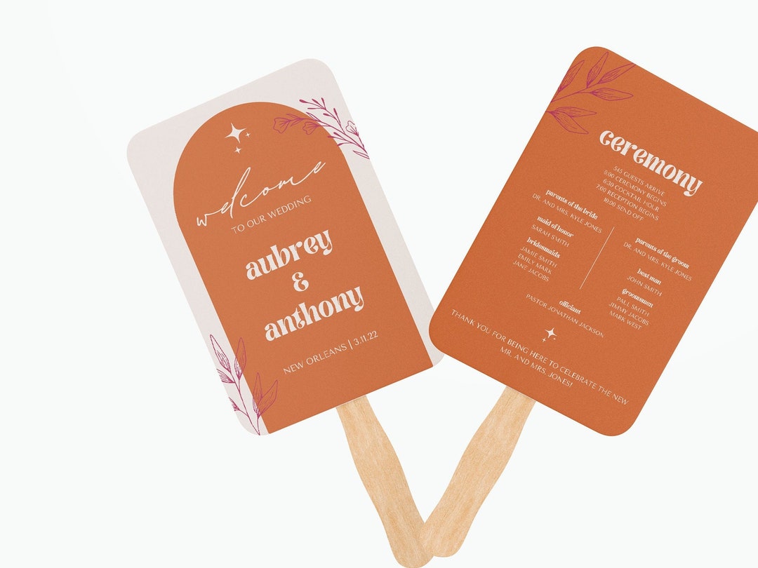 Retro Wedding Fan Template Canva Event Fan Template Retro Welcome Fan ...