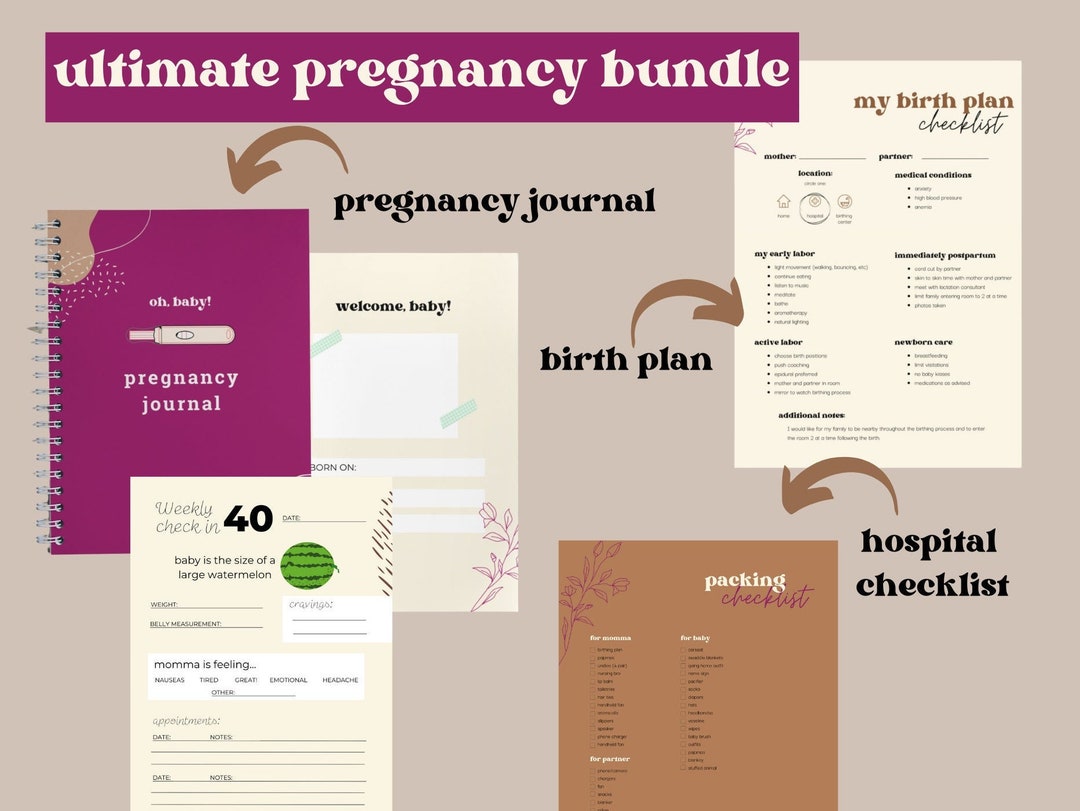 Birth Bundle Birth Plan Pregnancy Journal Canva Doula Template Hospital ...