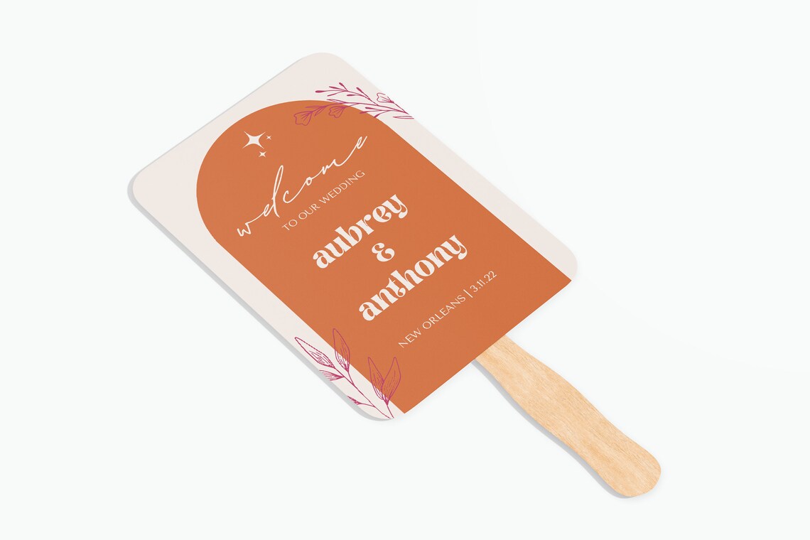 Retro Wedding Fan Template Canva Event Fan Template Retro Welcome Fan ...
