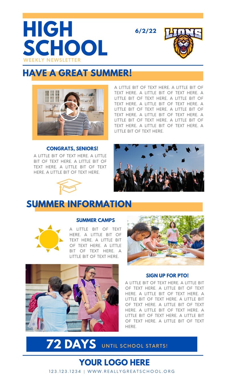 School Newsletter Template Editable News Letter Template Newsletter ...