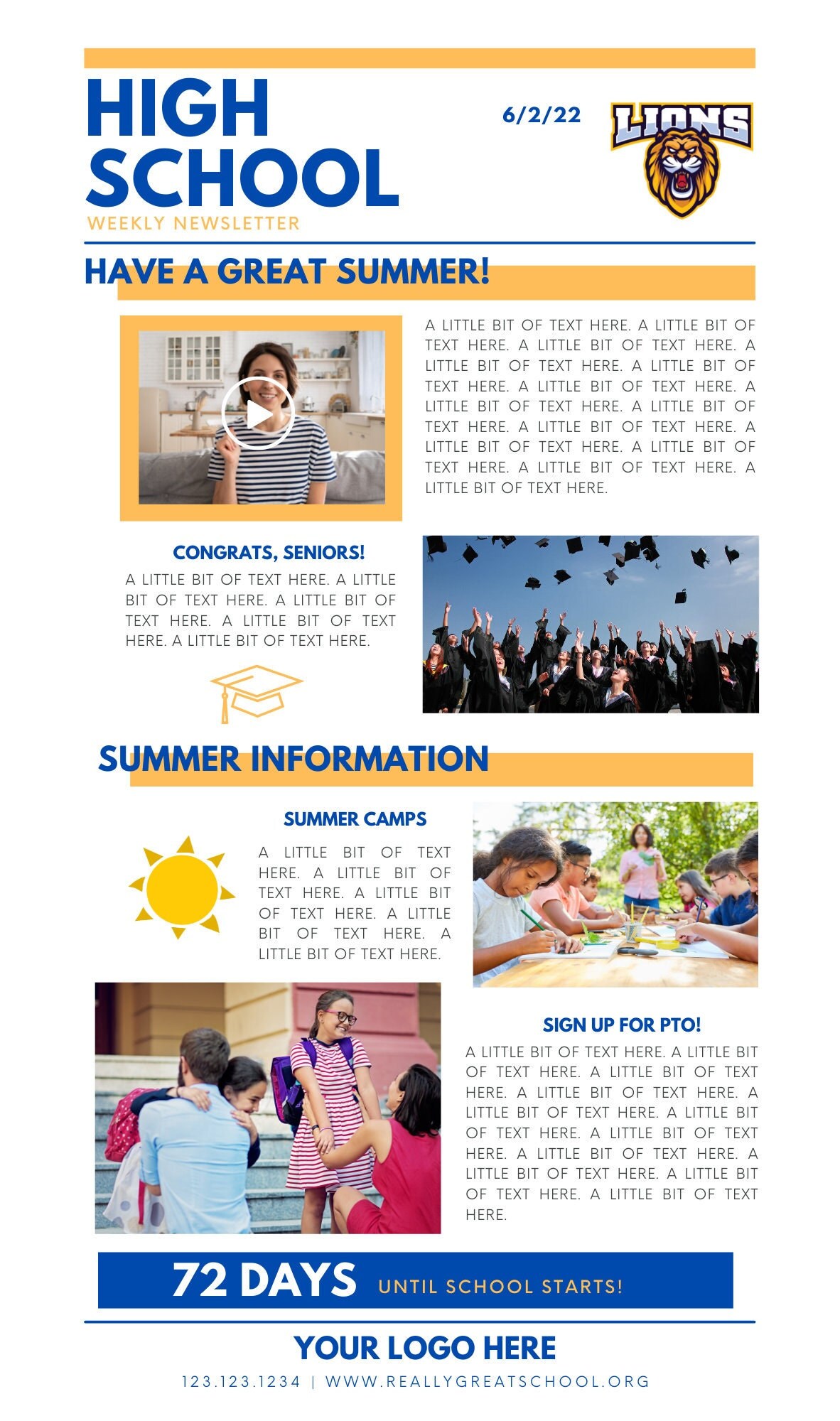 School Newsletter Template Editable News Letter Template Newsletter ...