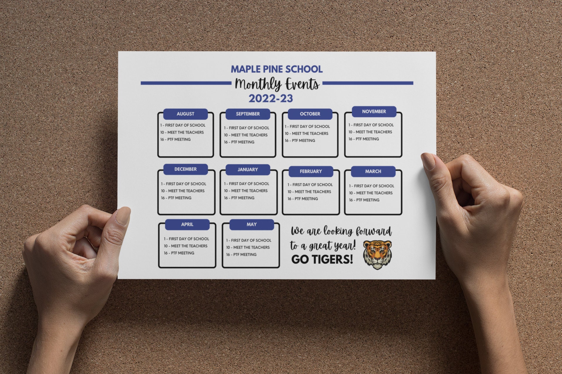 Editable Monthly PTO PTA Flyer Printable Handout Parent Teacher Meeting ...