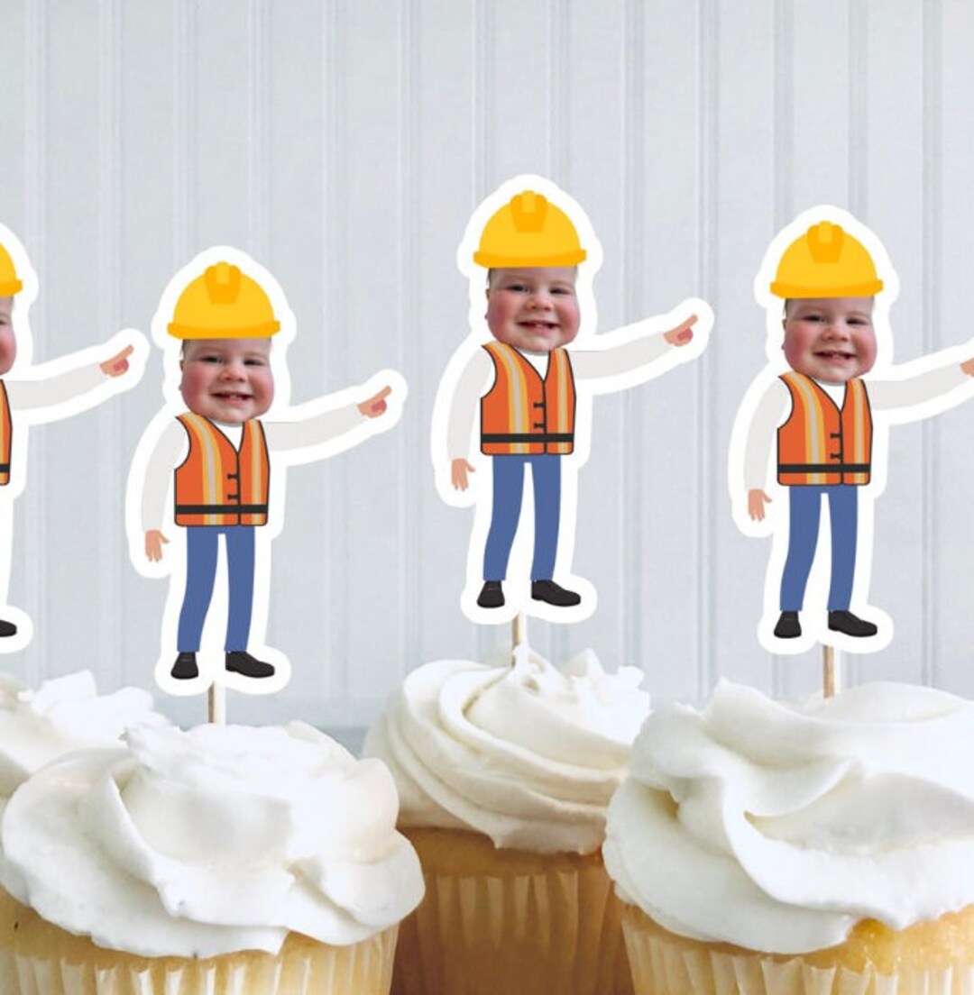 Construction Worker Photo Cupcake Topper Printable Construction ...