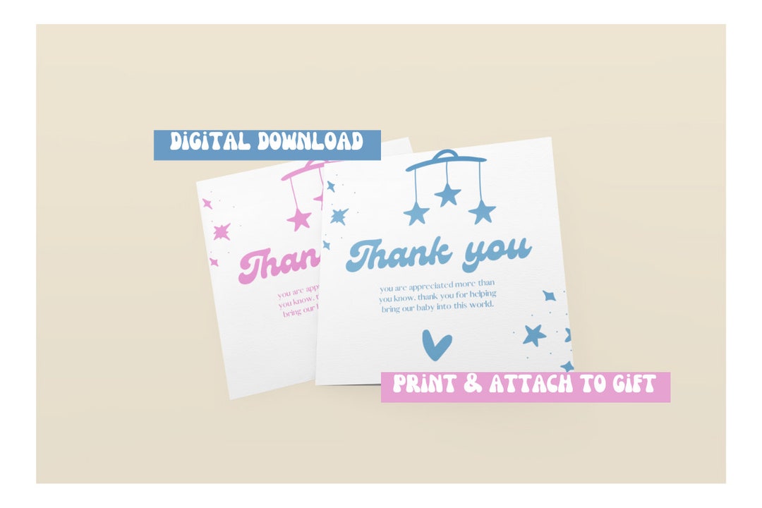 Labor and Delivery Nurse Doula Thank You Printable Download Blue Pink ...