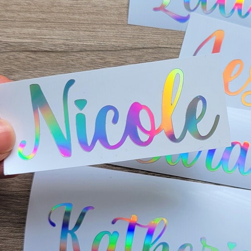 Holographic Custom Name Decal Name Sticker Personalized - Etsy