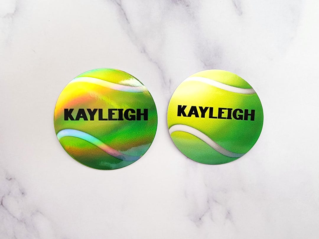 Holographic Custom Tennis Ball Stickers - Personalized Name - Sports ...