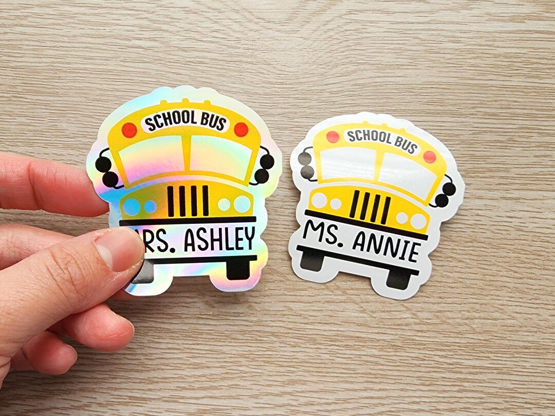 Holographic Custom Name School Bus Sticker, Bus Driver Sticker ...