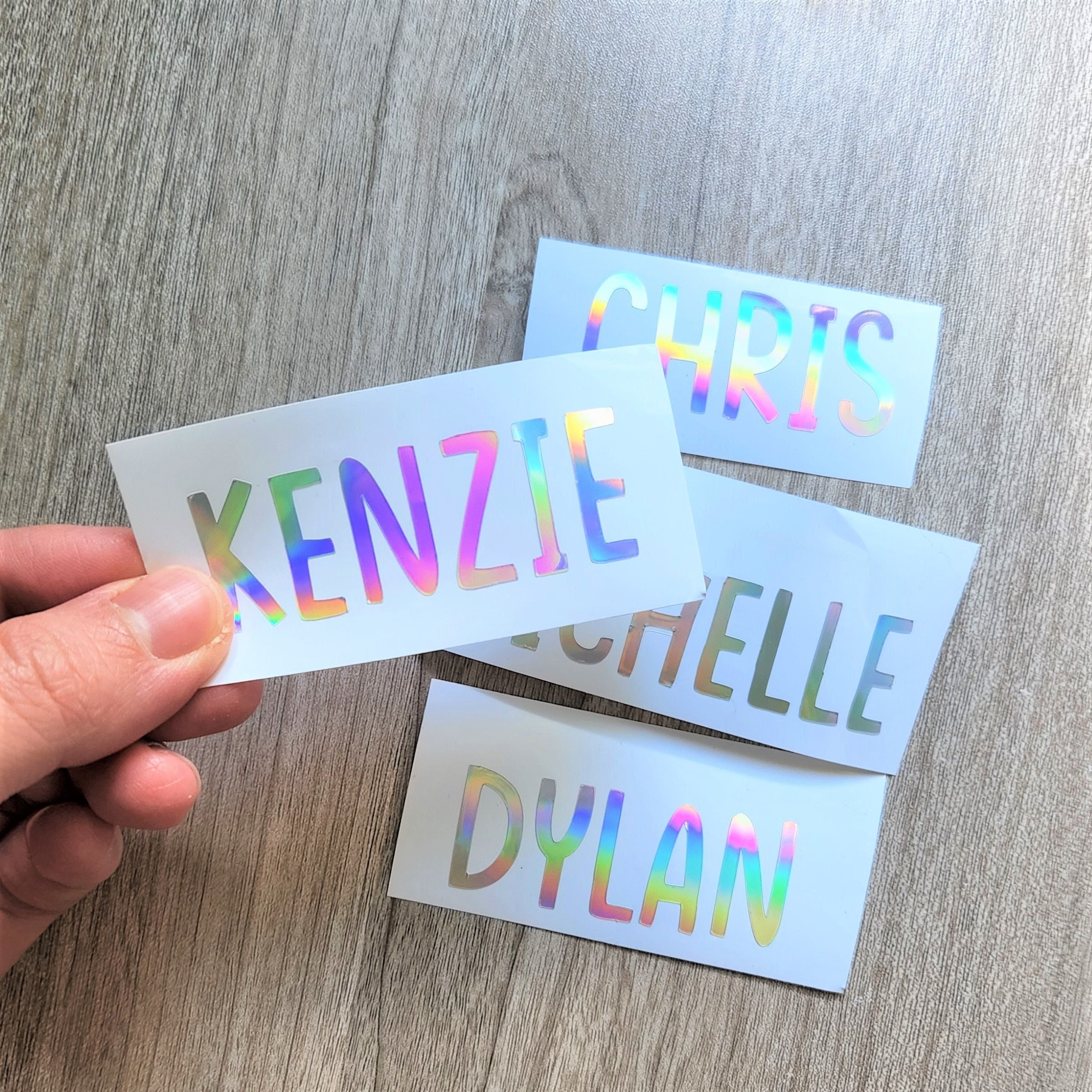 Free Shipping Holographic Name Decal Sticker Custom Text - Etsy
