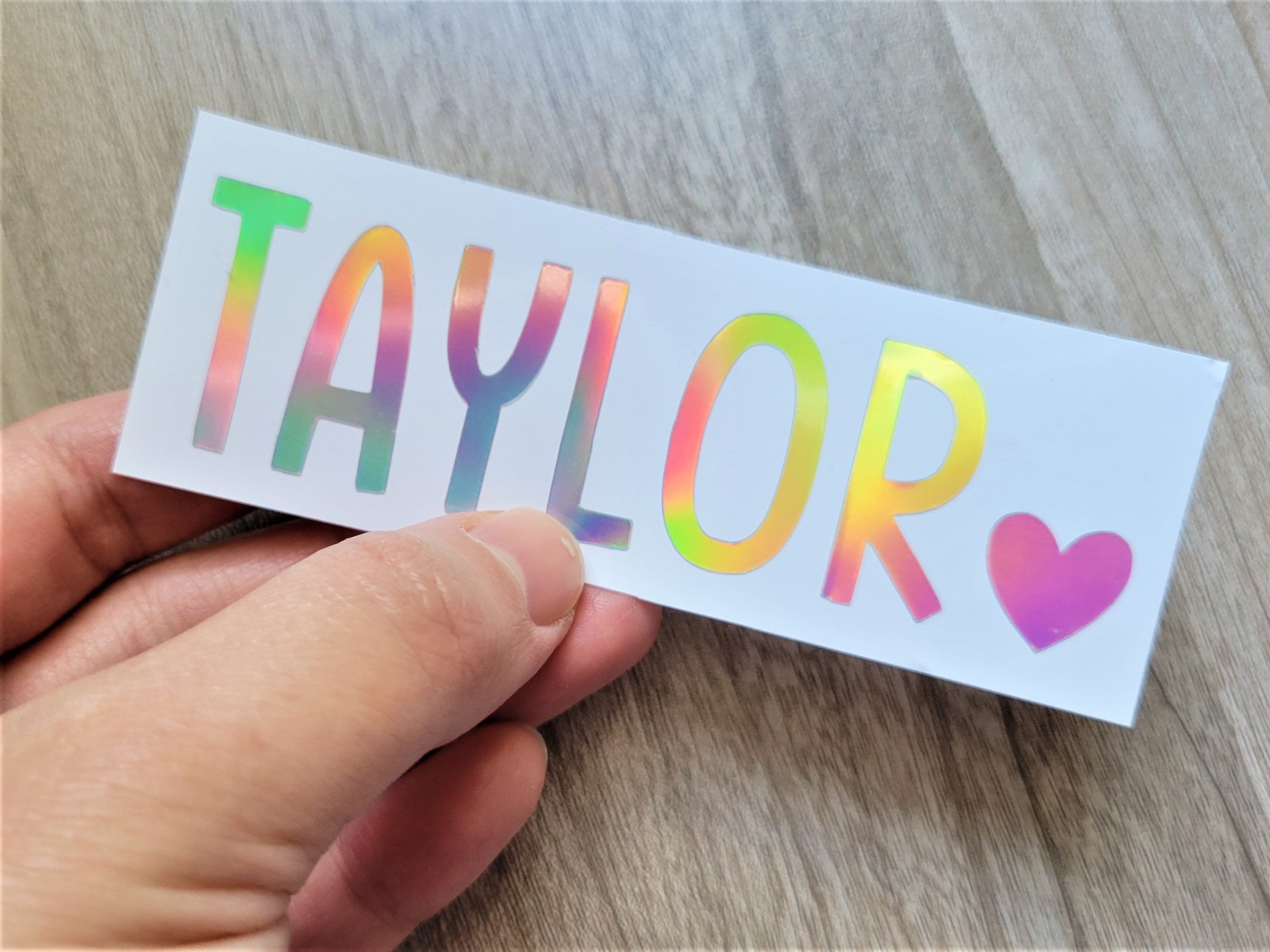 Holographic Name Heart Decal Sticker Custom Text Decal for | Etsy