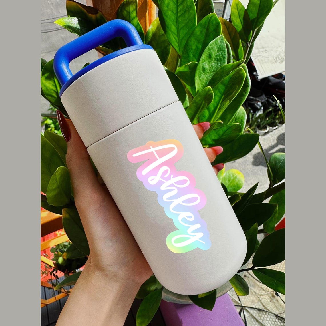 Custom Name Pastel Rainbow Outlined Sticker, Kids Name Sticker ...
