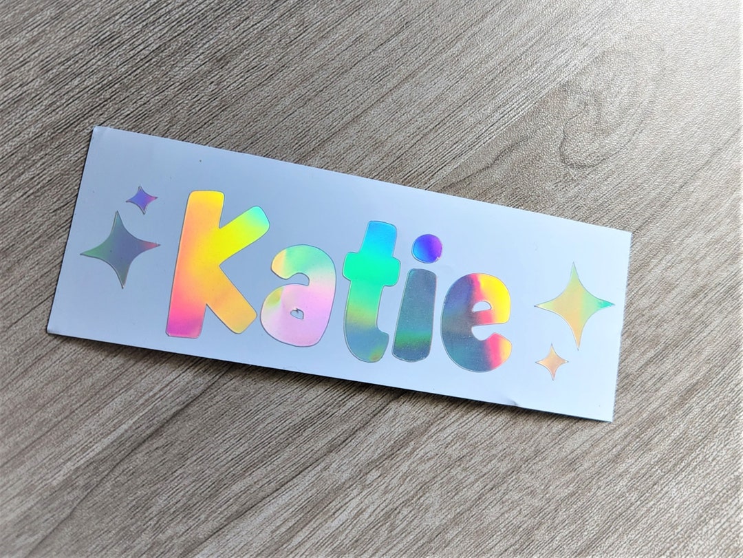 Holographic Name Decal With Sparkles: Custom Vinyl Sticker - Etsy