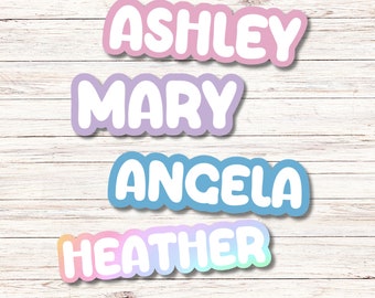 Layered Outlined Custom Name Vinyl Decal, Holographic Name Sticker for ...