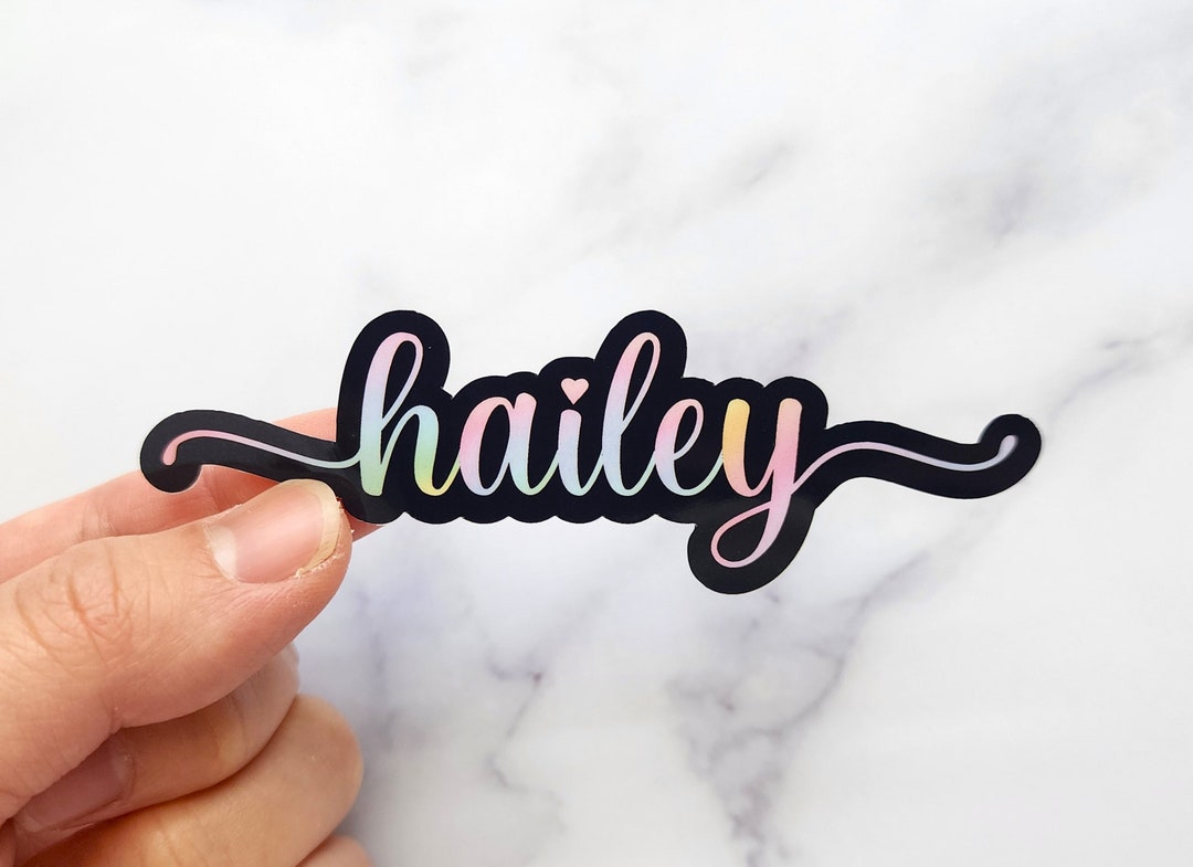 Custom Cursive Name Sticker: Pastel Rainbow Outline, Personalized - Etsy