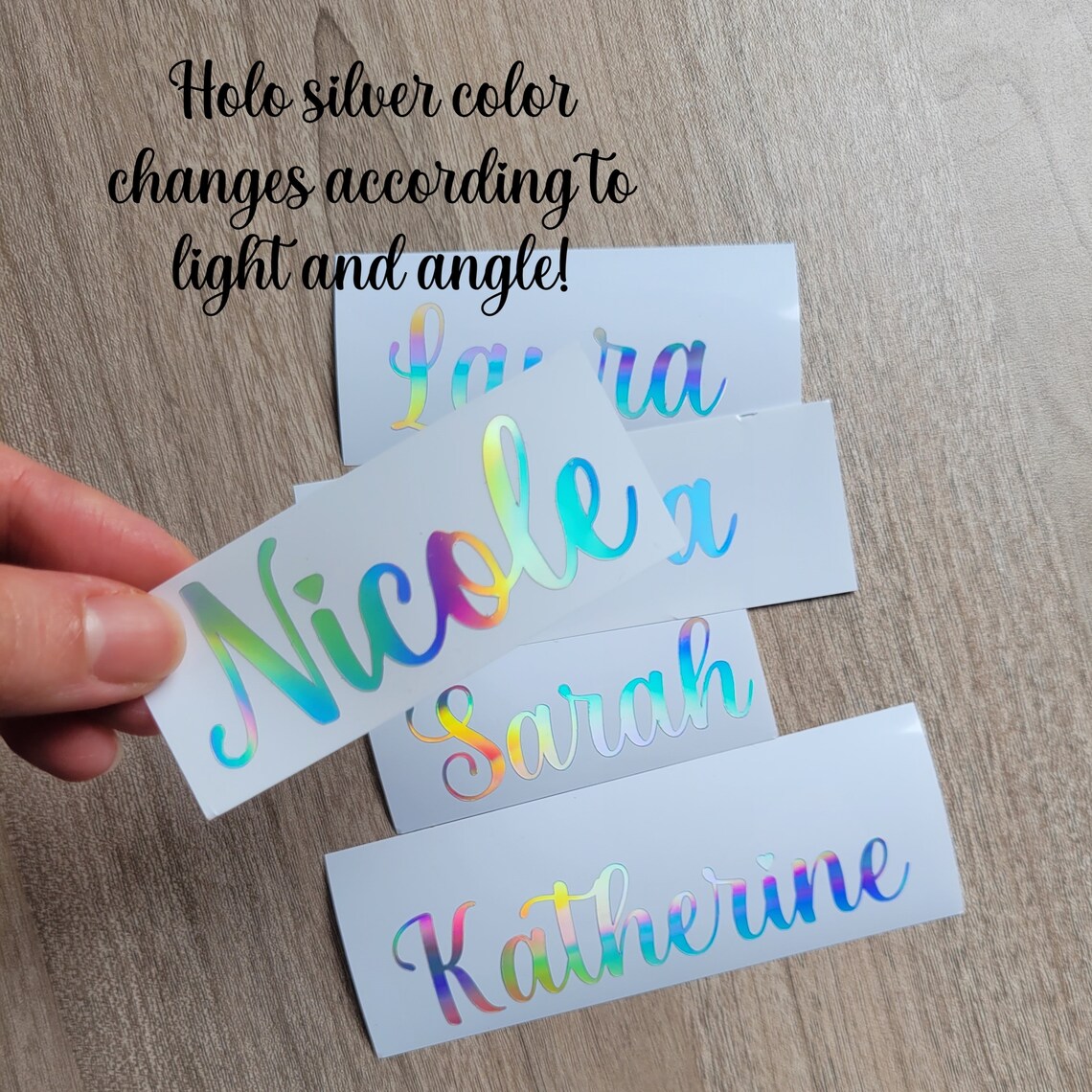 Free Shipping Holographic Name Decal Sticker Custom Text - Etsy