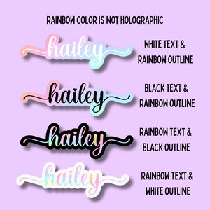 Custom Cursive Name Sticker: Pastel Rainbow Outline, Personalized - Etsy