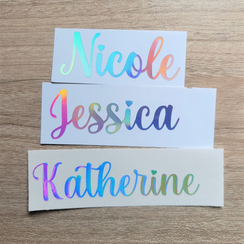 Free Shipping Holographic Name Decal Sticker Custom Text - Etsy