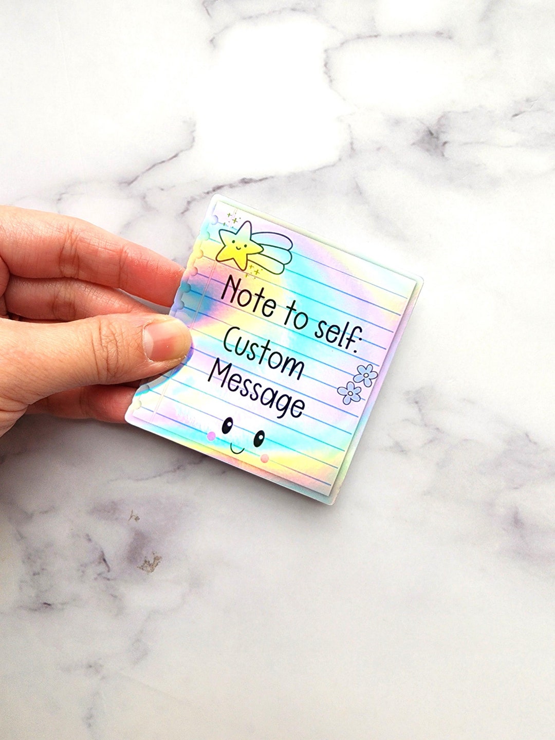 Holographic Custom Text Affirmation Message Notepad Memo Sticky Note ...