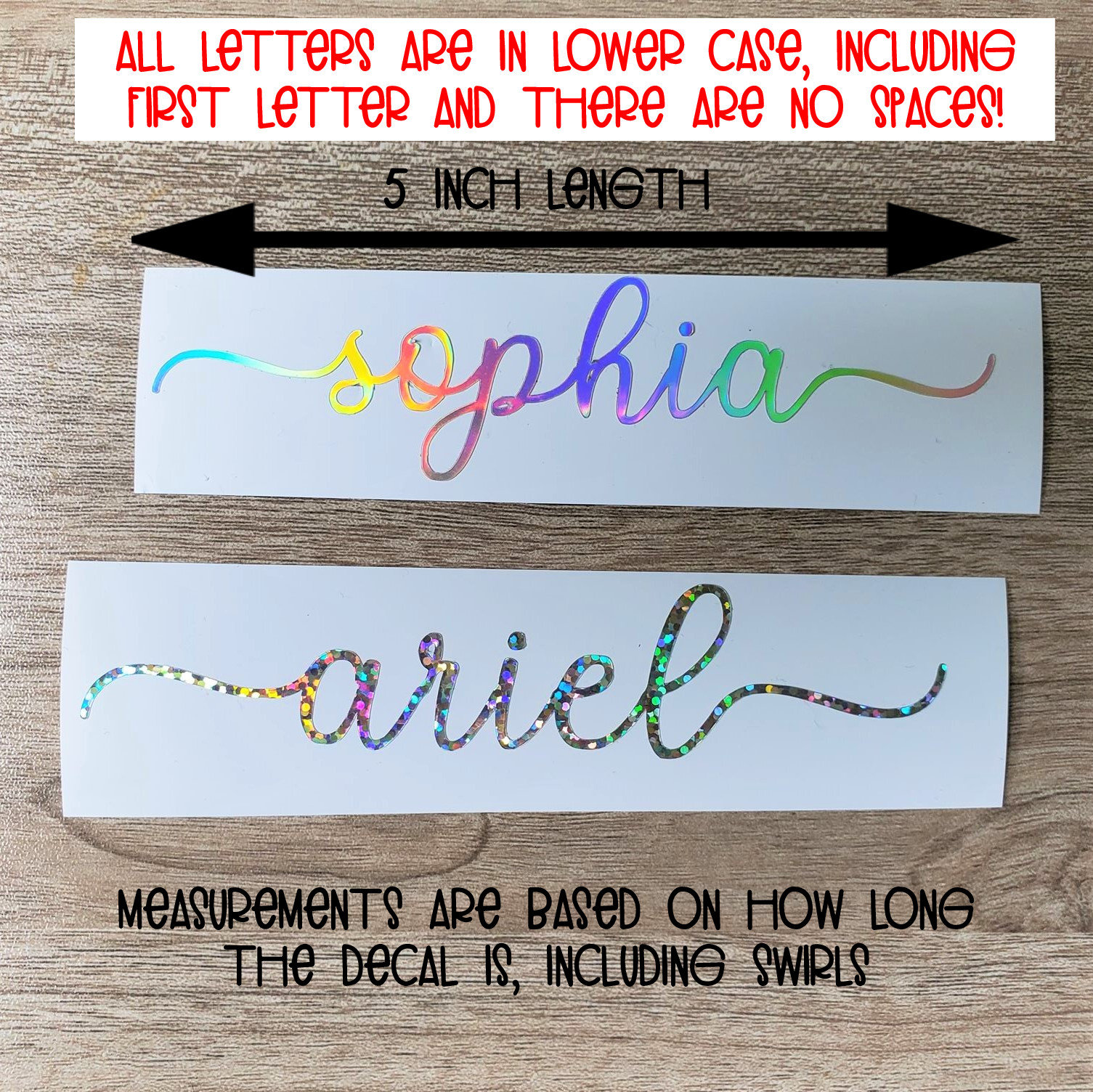 Holographic Name Vinyl Decal Swirls Water Bottle Name Decal - Etsy