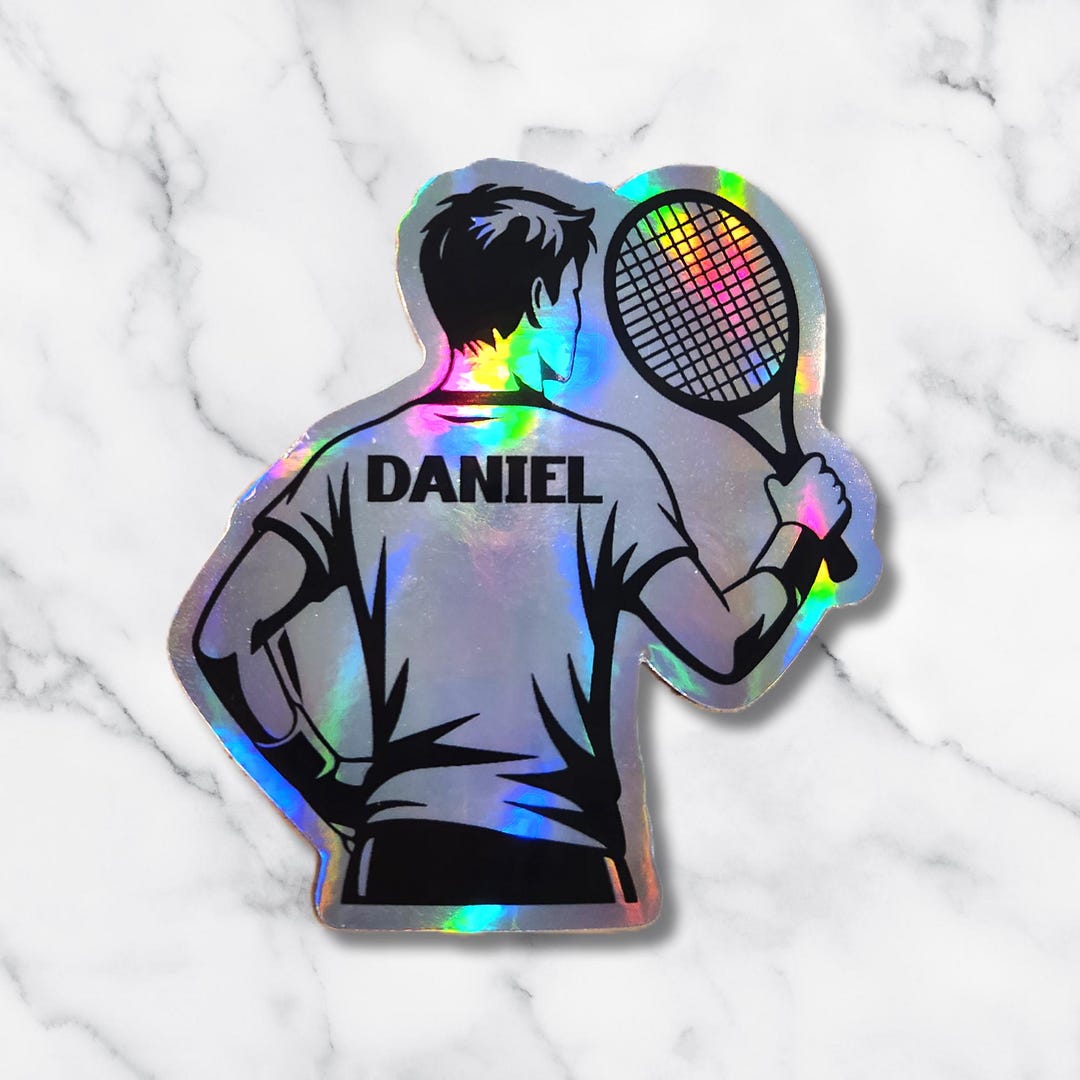 Custom Male Tennis Player Sticker, Holographic Tennis Sticker, Sports ...