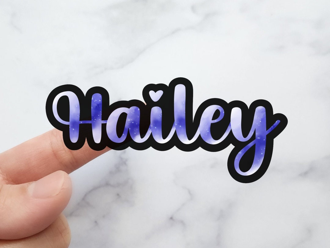 Custom Name Watercolor Outlined Sticker, Kids Name Sticker ...