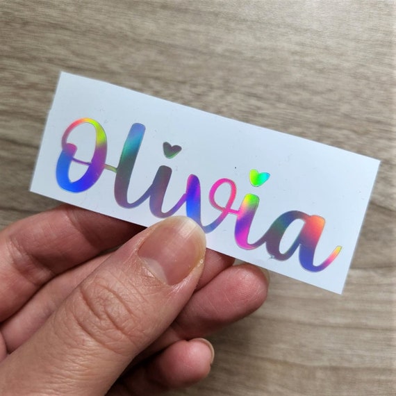 Free Shipping Holographic Name Decal Sticker Custom Text - Etsy