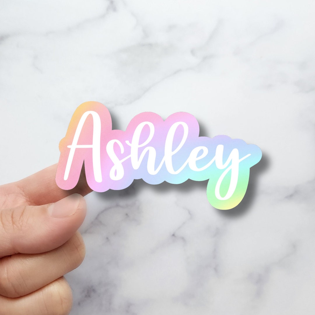 Custom Name Pastel Rainbow Outlined Sticker, Kids Name Sticker ...