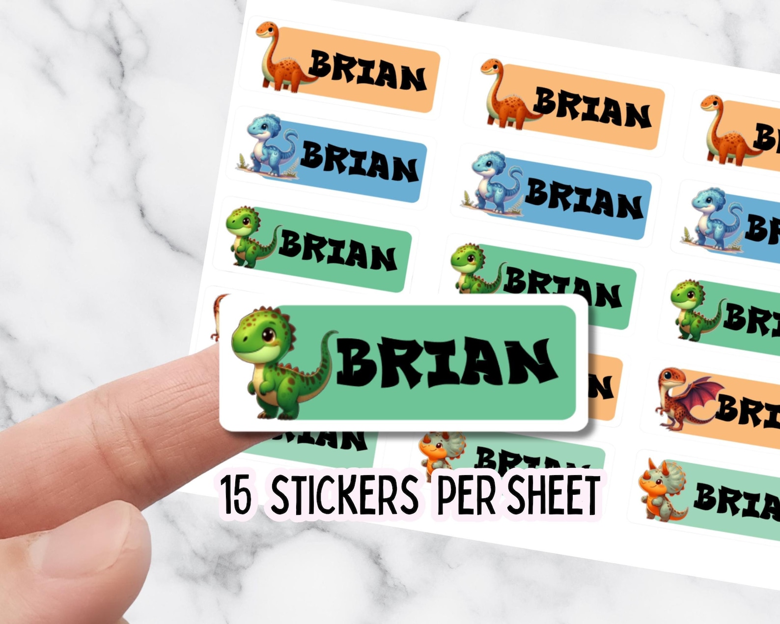 Personalized Dinosaur Name Stickers: Daycare, School Labels (15 ...