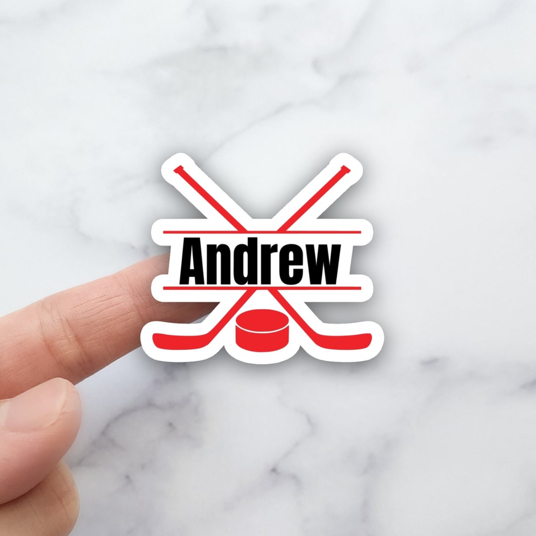 Custom Name Ice Hockey Sticker, Sports Team Gift, Sports Ball Sticker ...