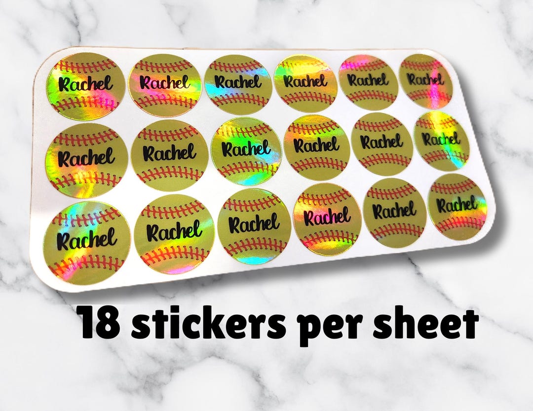 Custom Name Softball Sticker Sheets, Custom Sports Back to School ...