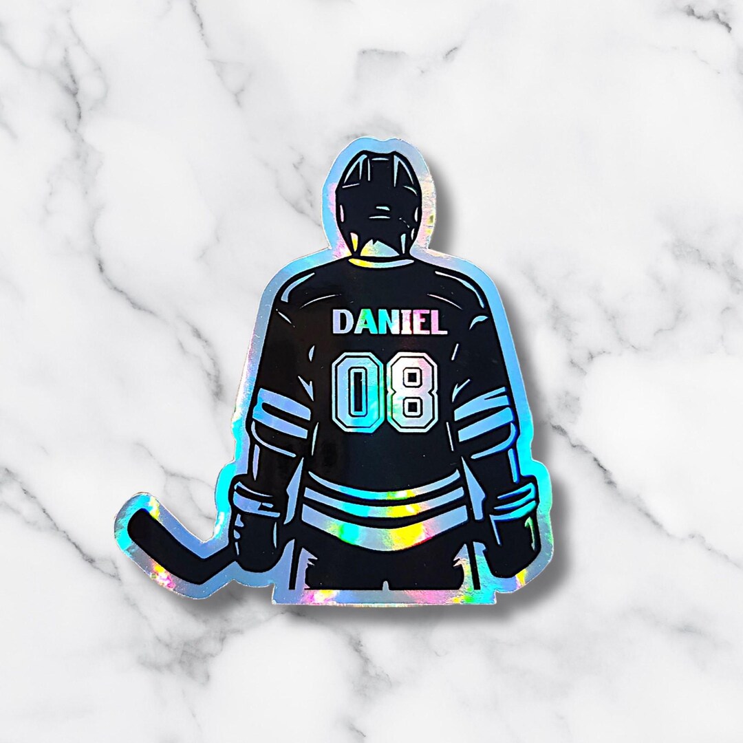 Custom Holographic Hockey Sticker With Name & Number – Personalized ...