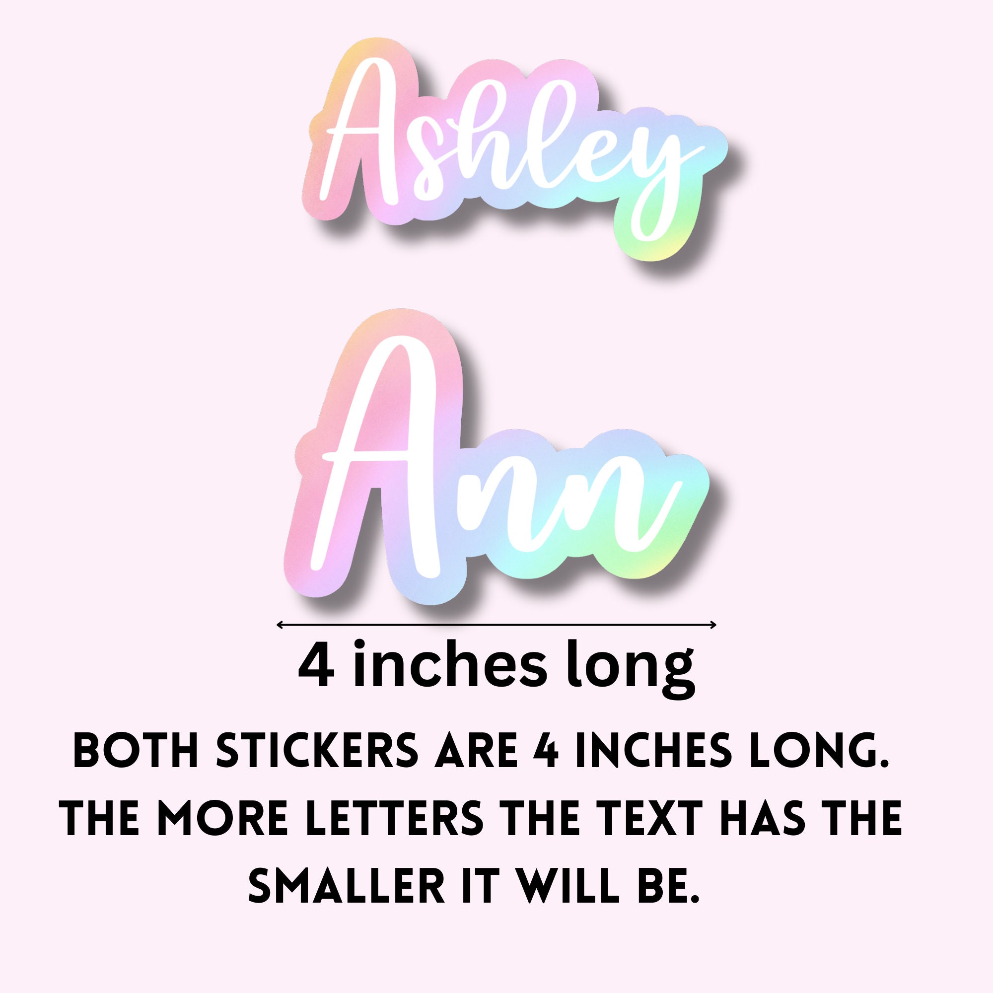 Custom Name Pastel Rainbow Outlined Sticker, Kids Name Sticker ...