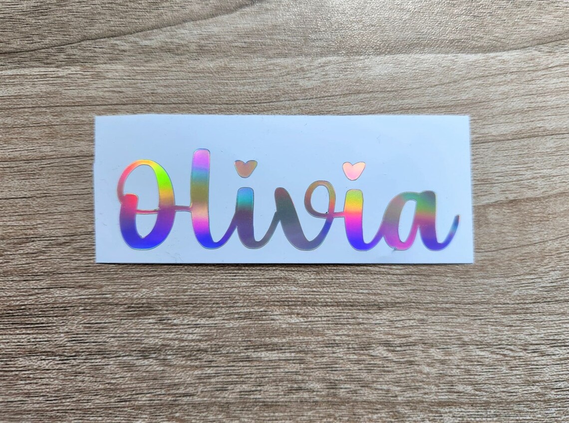 Free Shipping Holographic Name Decal Sticker Custom Text - Etsy